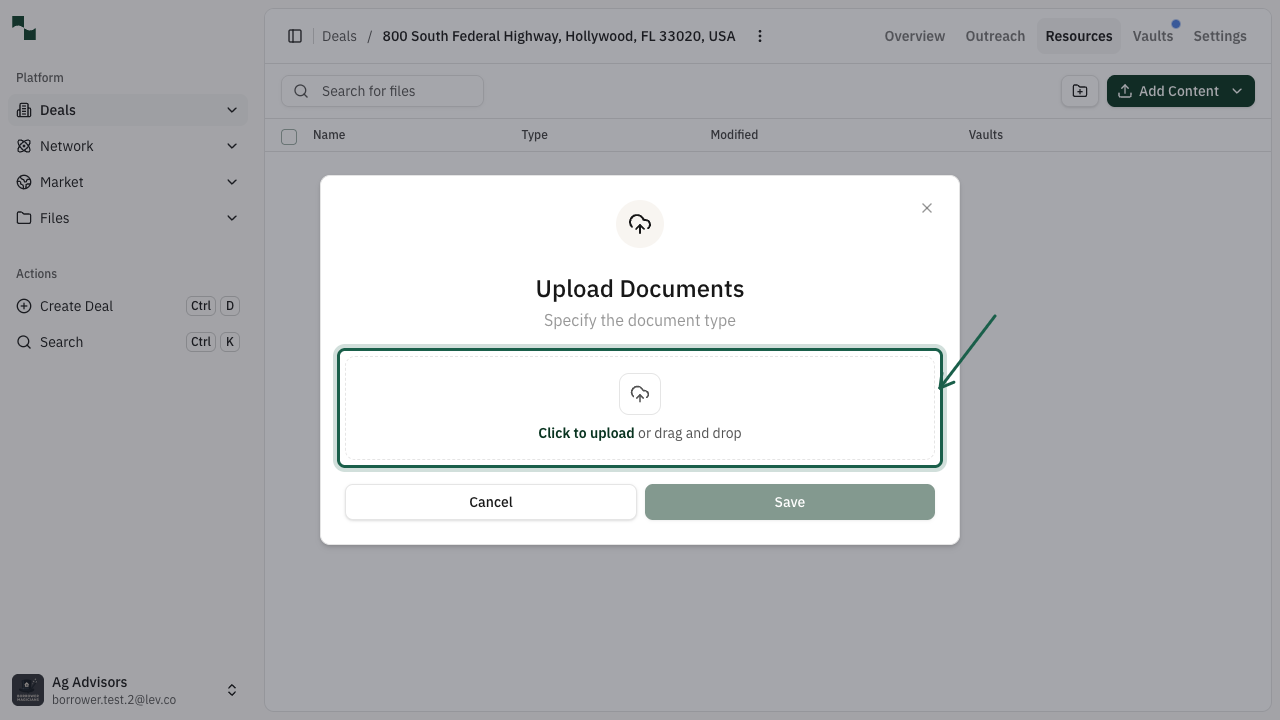 Upload Documents to an Existing Deal | Lev Help Center